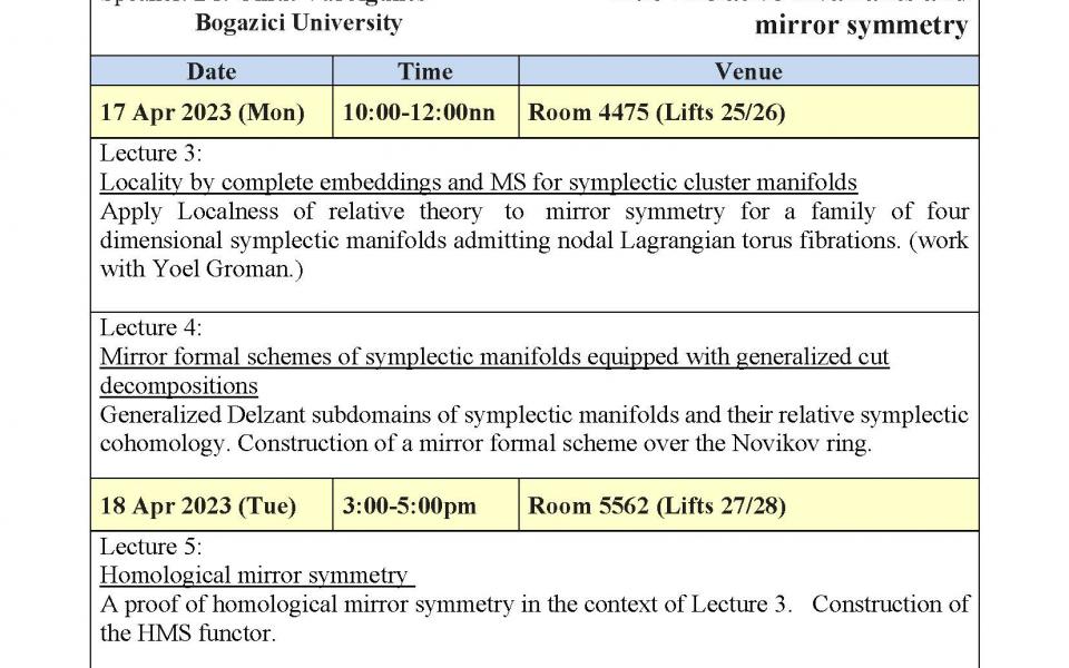 Department of Mathematics - Seminar on Pure Mathematics - Relative invariants and mirror ...